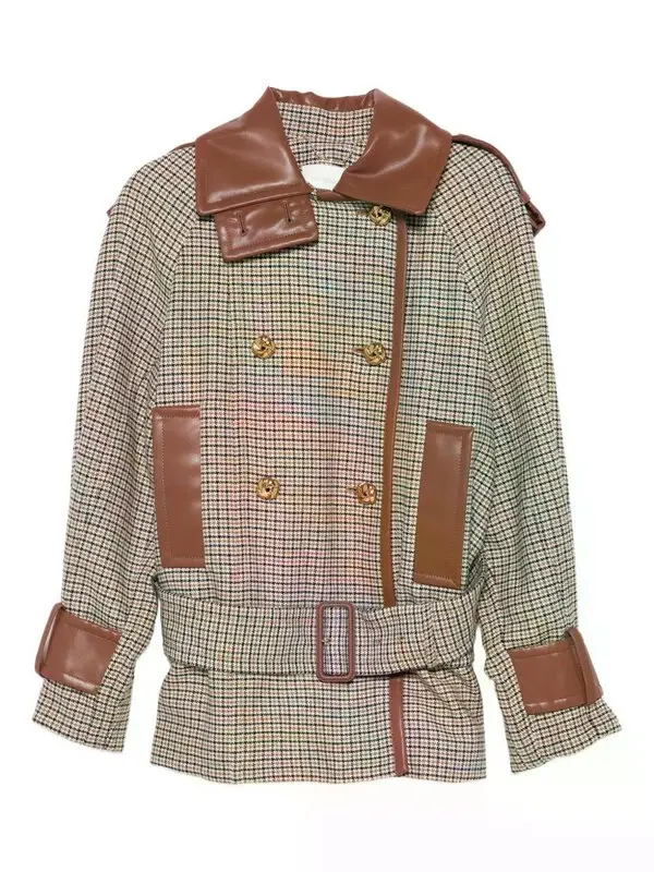 Zimmermann Checked Belted Leather-trimmed Jacket