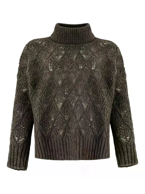 D.exterior Roll-neck Openwork Sweater