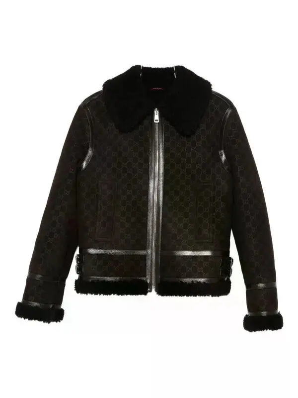 Gucci Shearling-collar Leather Jacket