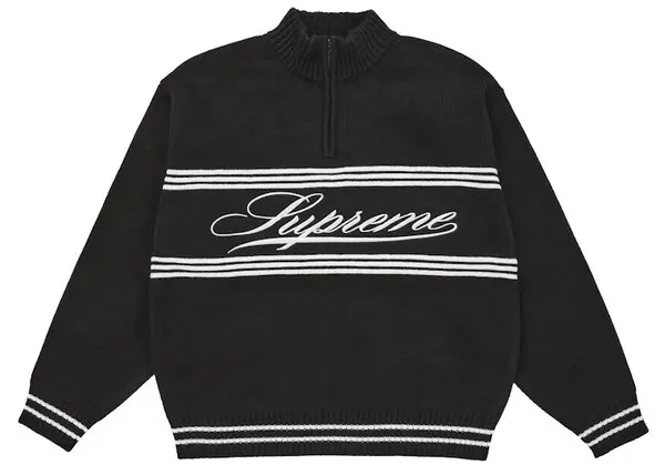 Supreme Script Stripe Half Zip Sweater