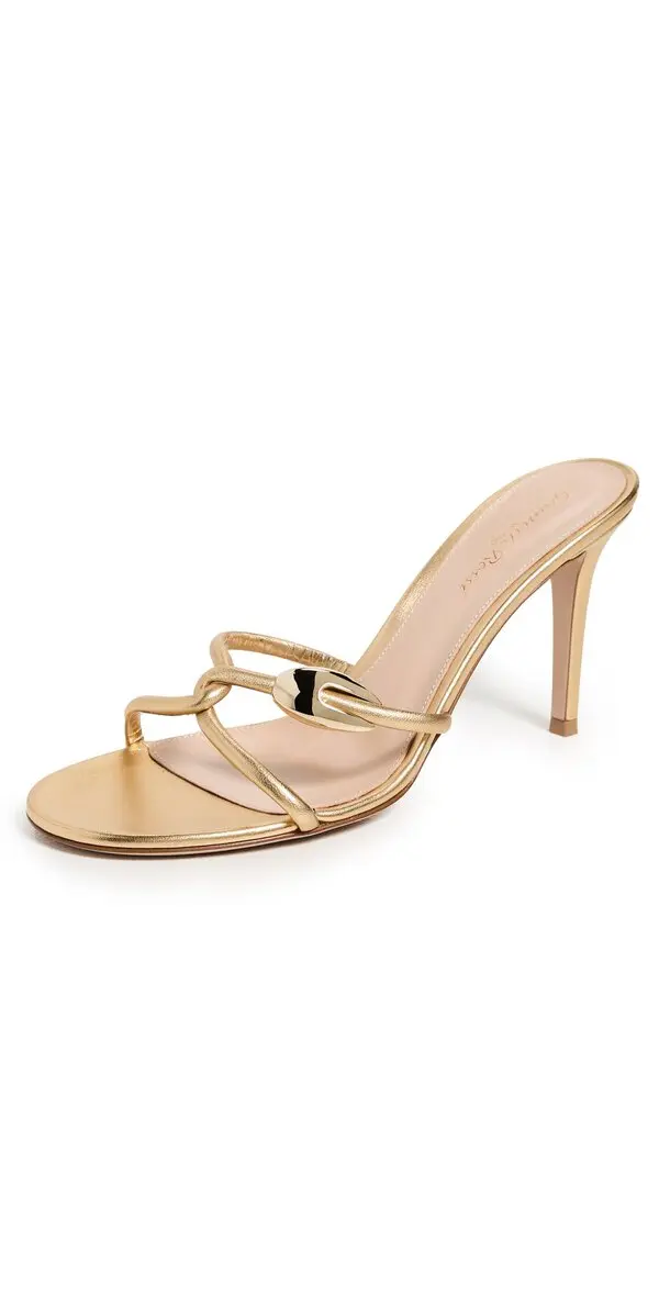 GIANVITO ROSSI Black Mamba Nappa Silk Mules - Mekong