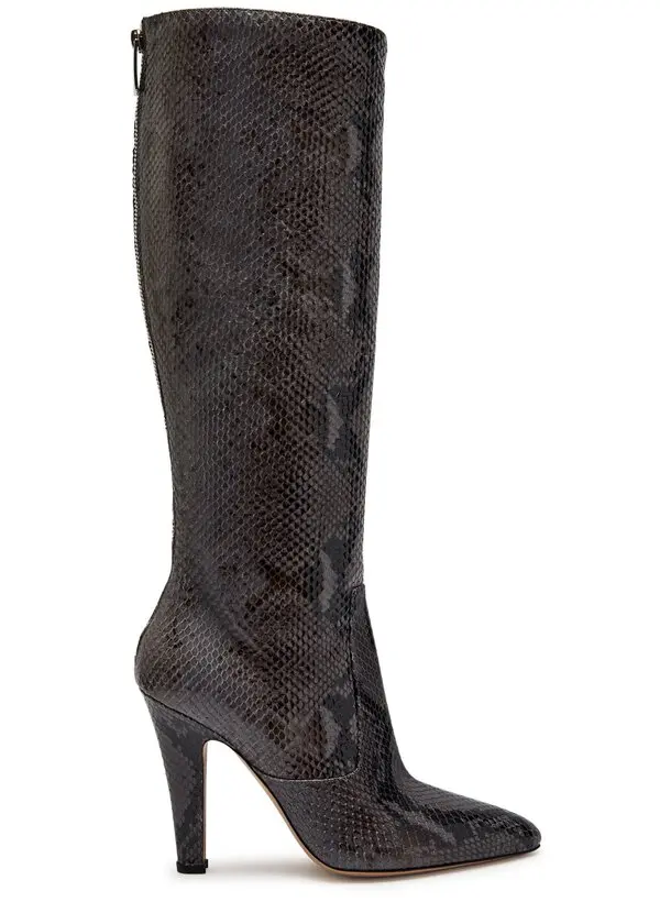 Paris Texas Elsa 100 Snake-effect Leather Knee-high Boots
