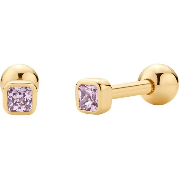MADE BY MARY Cubic Zirconia Birthstone Stud Earrings - Gold Vermeil/june