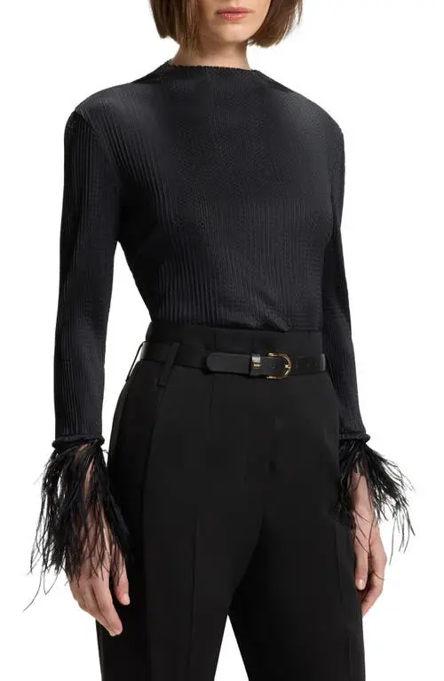 Hugo Boss Efedera Texture Feather Cuff Top