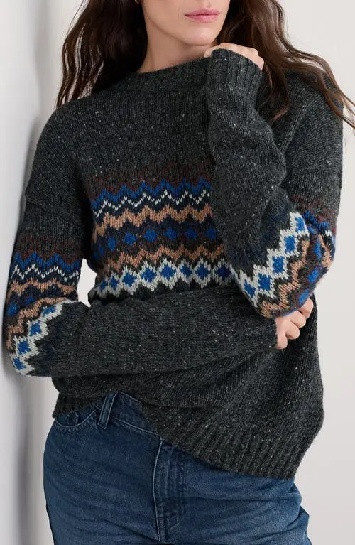 SEASALT CORNWALL Golden Light Fair Isle Merino Wool Blend Crewneck Sweater
