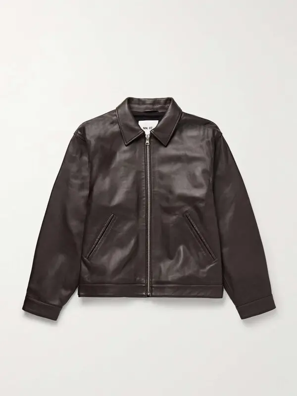 Nn07 Petrus Leather Bomber Jacket