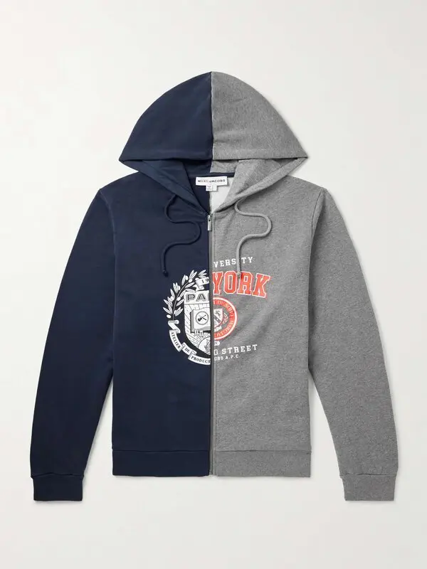 A.p.c. Marc Jacobs Printed Cotton-jersey Zip-up Hoodie