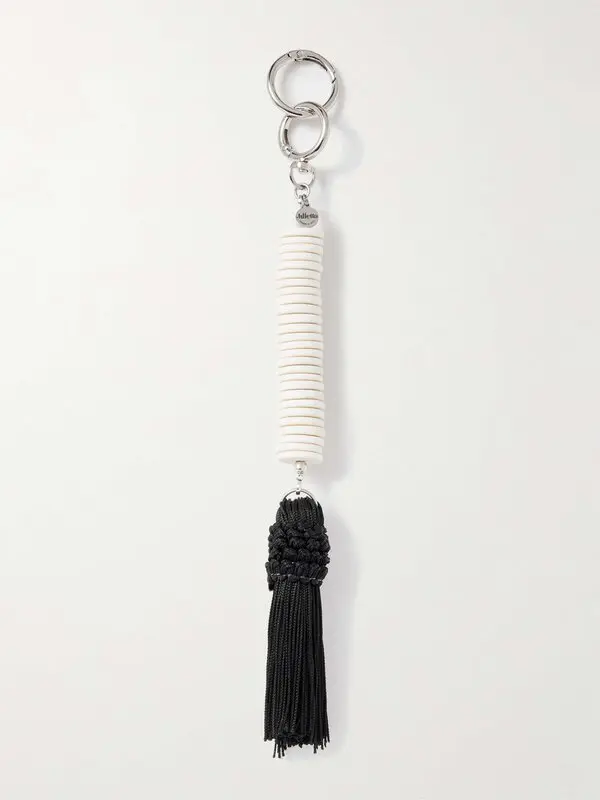 JULIETTA Helene Tasseled Silver-tone, Resin And Cord Bag Charm