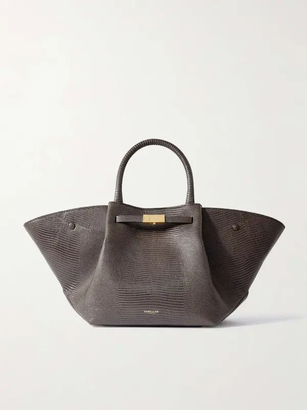 DEMELLIER Midi New York Croc-effect Leather Tote