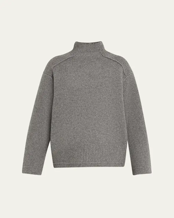 Maria Mcmanus Wool And Cashmere Button Mock-neck Sweater