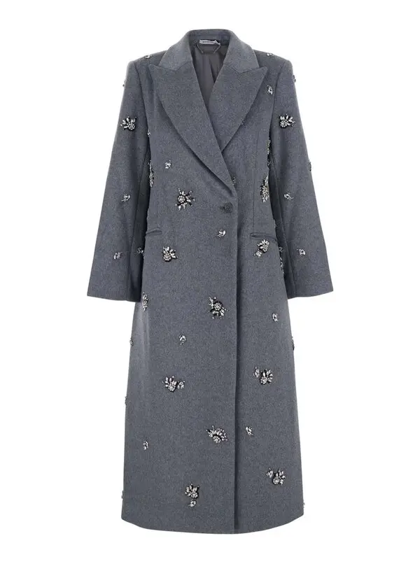 Simkhai Gianni' Coat With Classic Lapels And Rhinestone Details In Wool Blend