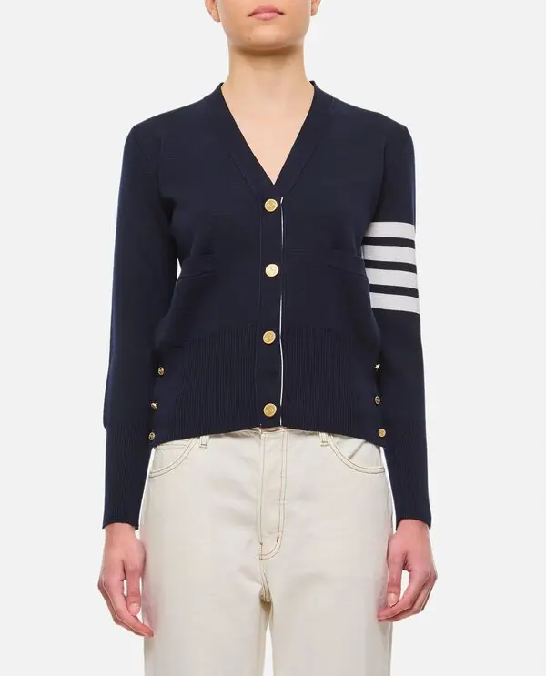 Thom Browne Classic Milano V-neck Cardigan In Fine Merino Wool