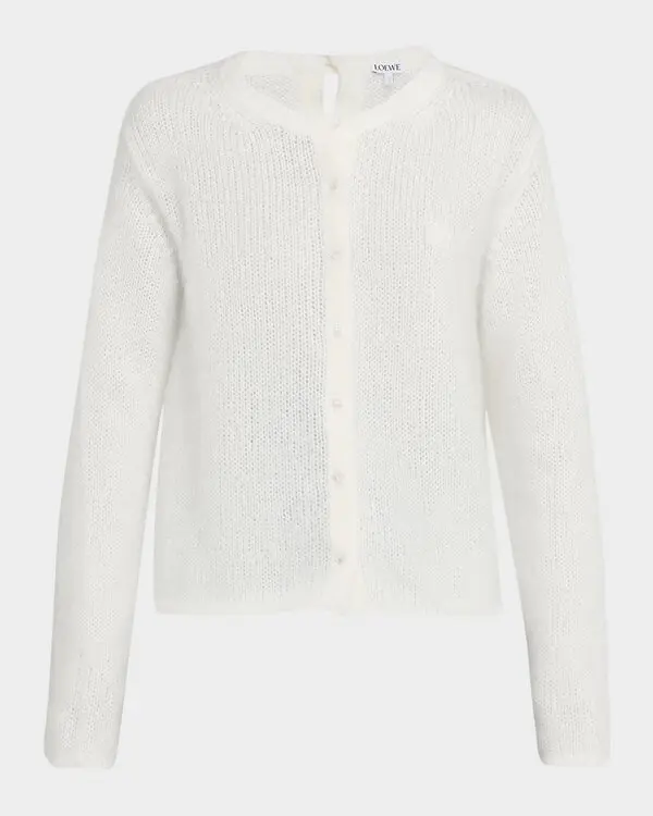 Loewe Mohair Double Button Crewneck Cardigan