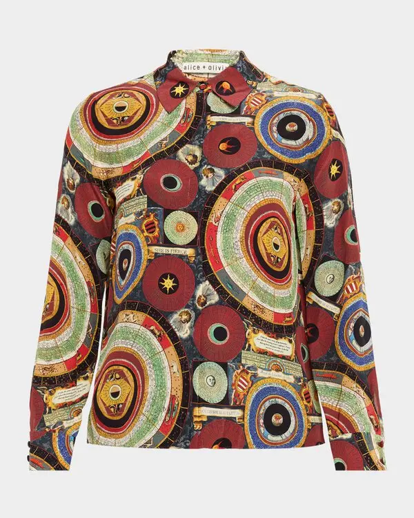 Alice + Olivia Hands Of Time Willa Placket Top