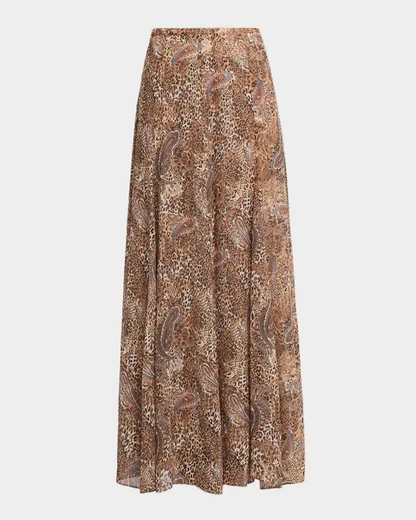 L'Agence Valencia Leopard Patricia Maxi Skirt