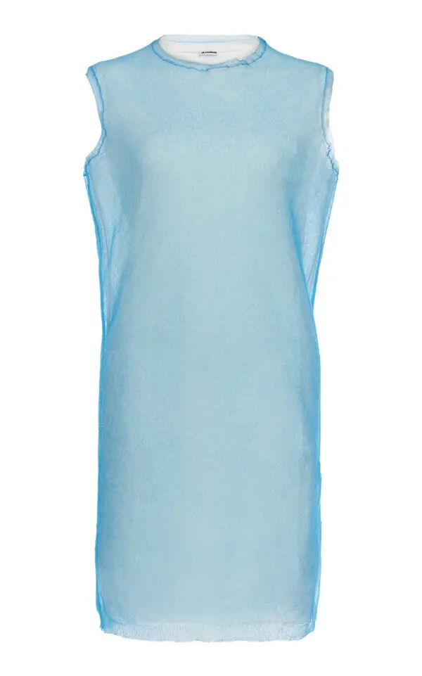 JIL SANDER Double-layered Sheer Mini Dress - Blue
