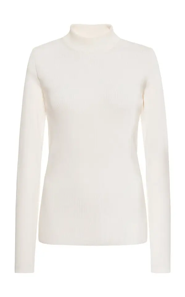 JIL SANDER Knit Mock Neck Sweater - White