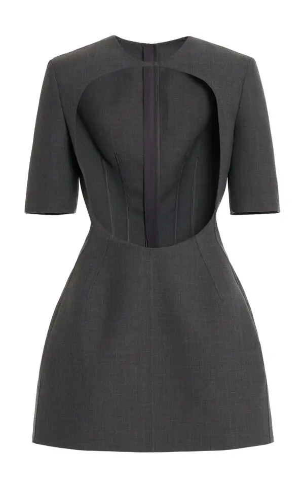JIL SANDER Keyhole Double-faced Wool-silk Mini Dress