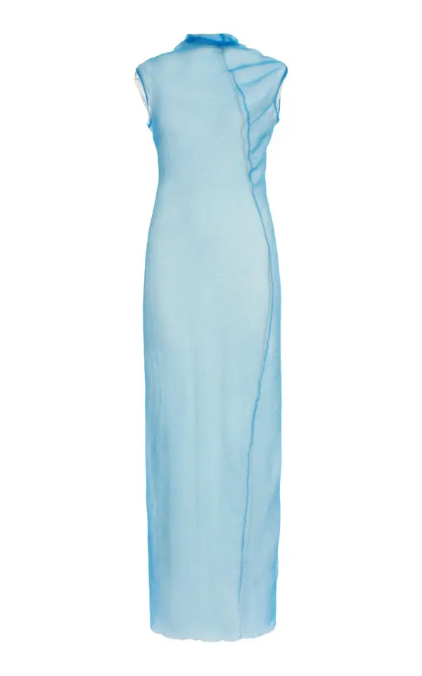 JIL SANDER Sheer Double-layered Twisted Midi Dress - Blue