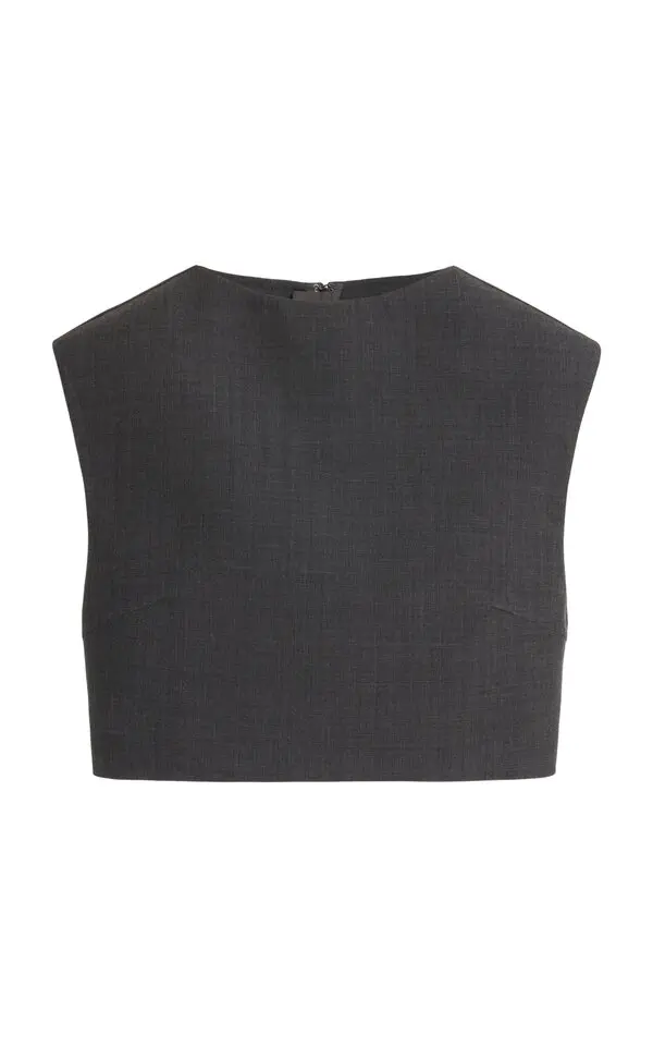 JIL SANDER Cropped Double-faced Wool-silk Top