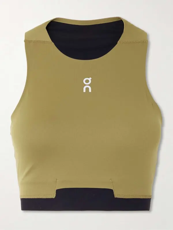 On Zendaya Train 2-in-1 Cropped Stretch Recycled-jersey Top