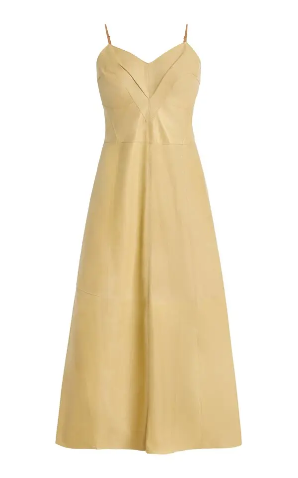 Calvin Klein Cup-detailed Leather Midi Slip Dress