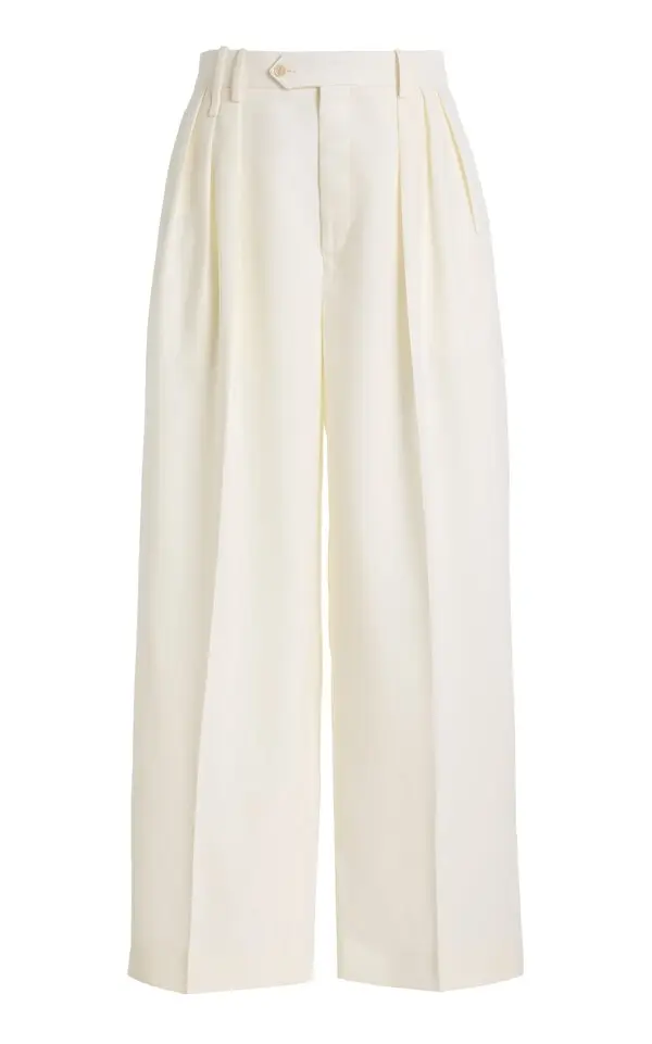 Calvin Klein Alexandra Mid-rise Wool Wide-leg Pants