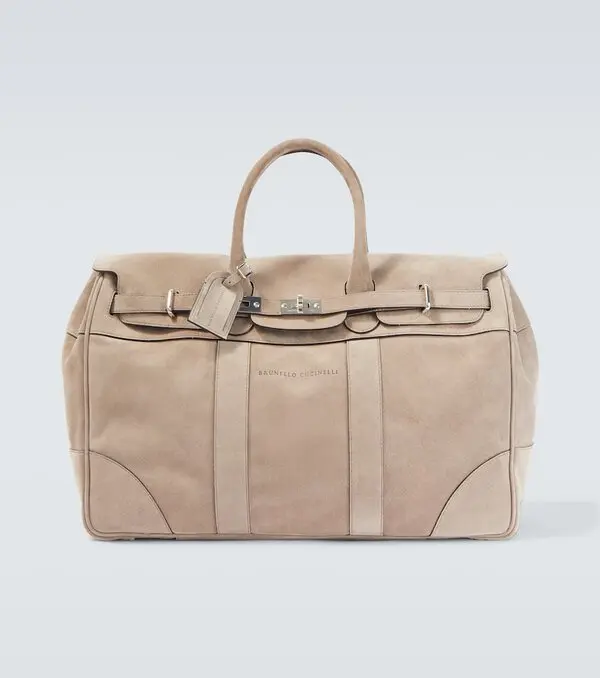 Brunello Cucinelli Logo Suede Duffel Bag