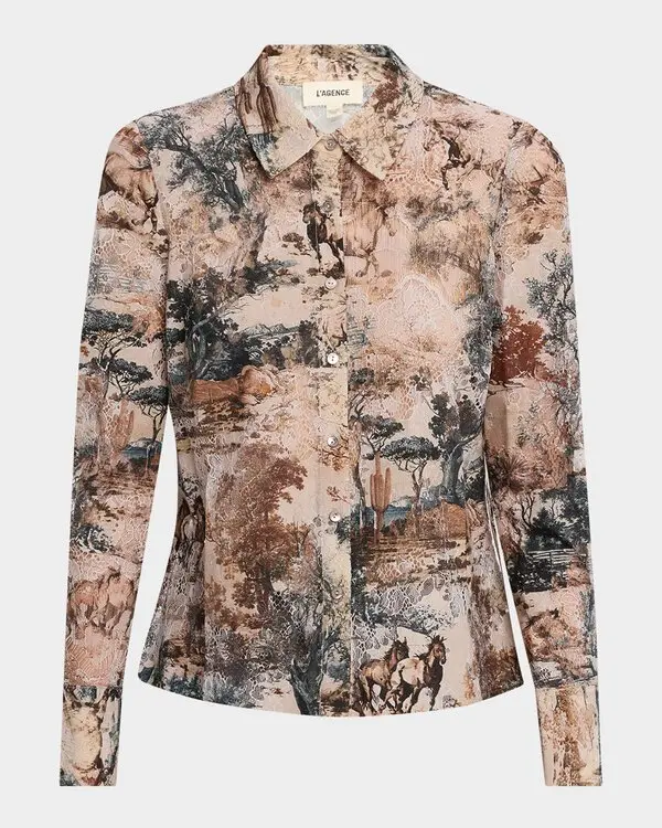 L'Agence Western Toile Maia Lace Button-front Blouse