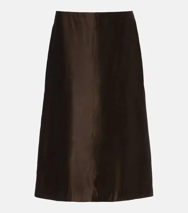 Khaite Nania Twill Midi Skirt