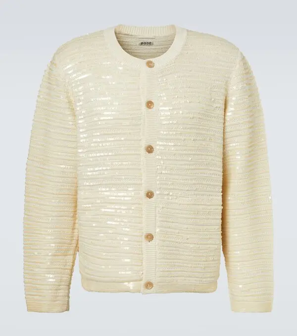BODE Sequin Spotlight Embellished Wool Cardigan