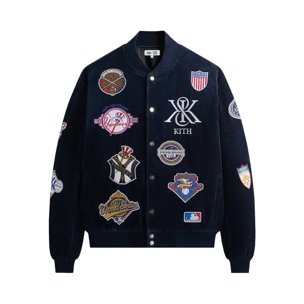 Kith For The New York Yankees Corduroy Avery Bomber Jacket 'nocturnal