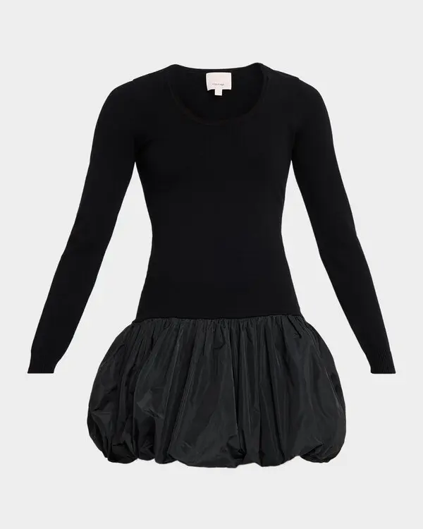 Cinq À Sept Brisa Long-sleeve Mixed-media Bubble Dress