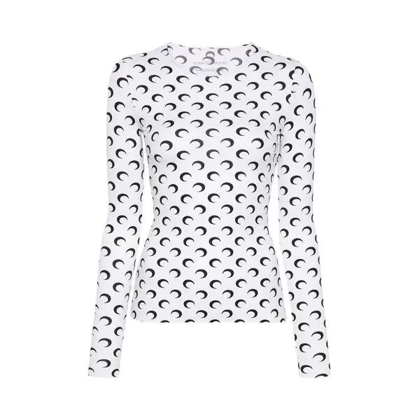 MARINE SERRE Moon Printed Jersey Long-sleeve Crewneck Top 'optical