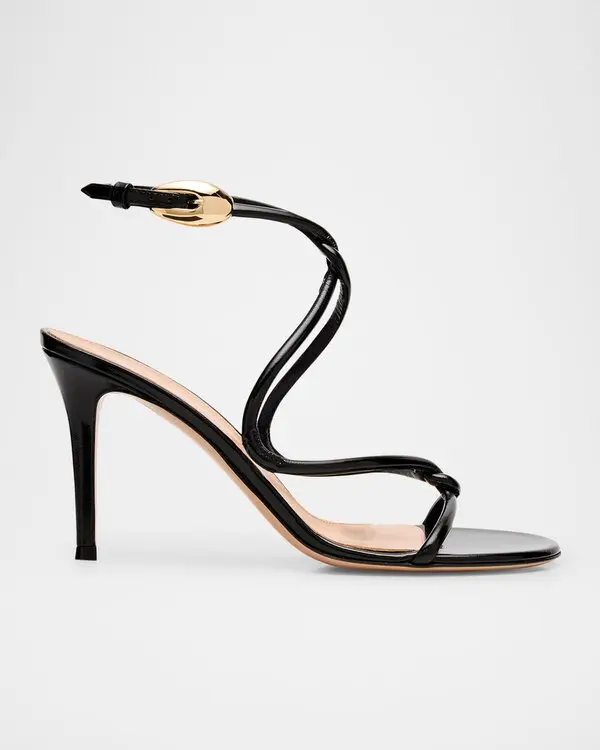 GIANVITO ROSSI Patent Serpent Twist Ankle-strap Sandals