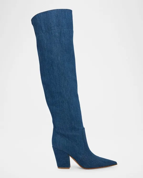 GIANVITO ROSSI Keinna Denim Over-the-knee Boots