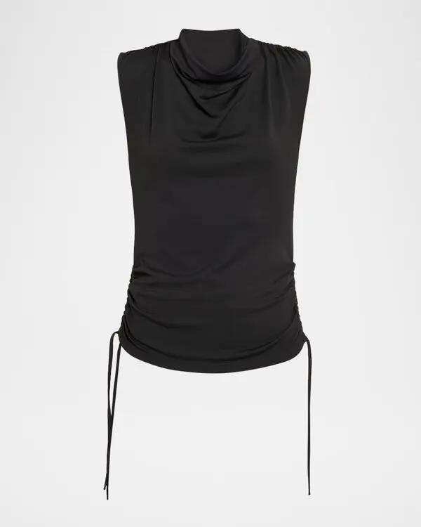 Proenza Schouler Elna Sleeveless Ruched Crepe Top