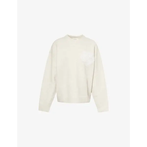THE COUTURE CLUB Monogram Emblem Round-neck Knitted Jumper - Beige