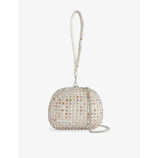 SELF-PORTRAIT Crystal Satin Hard-shell Clutch Bag