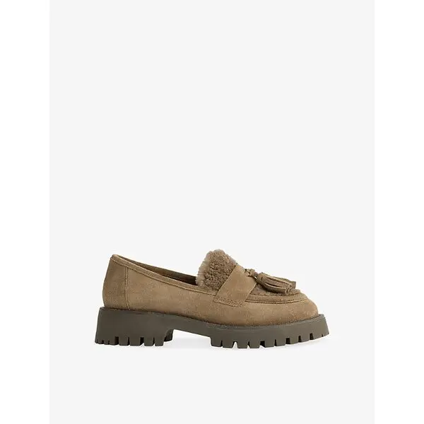 LK BENNETT Shirley Shearling And Suede Loafers