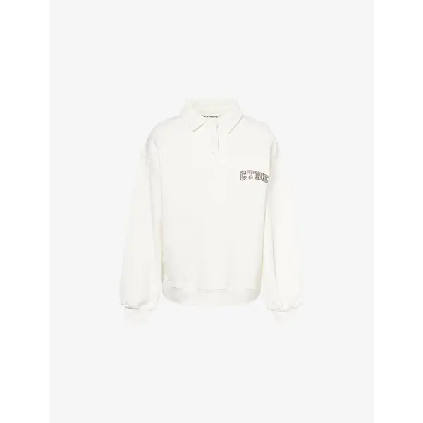 THE COUTURE CLUB Relaxed-fit Cotton-blend Polo Sweatshirt - Offwhite