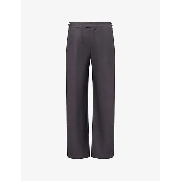 THE COUTURE CLUB Side-pleat Wide-leg Stretch-woven Trousers - Grey
