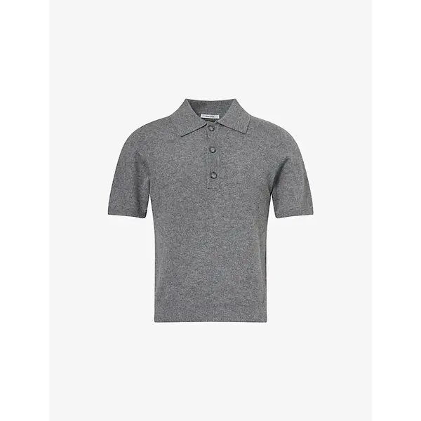 ENTIRE STUDIOS Short-sleeve Wool-cashmere Blend Knitted Polo Top - Concrete