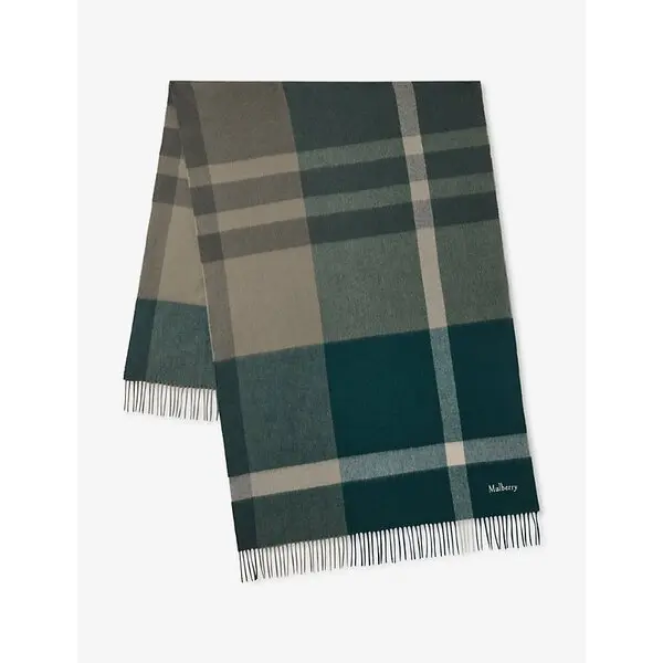 Mulberry Large-check Merino-wool Scarf