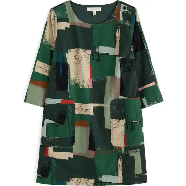 SEASALT CORNWALL Port Gaverne Abstract Print Organic Cotton Pincord Tunic