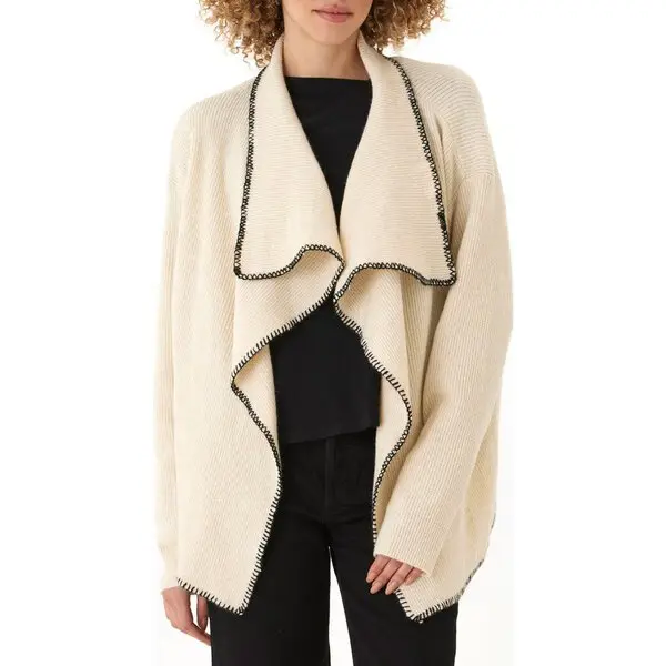 THREADS 4 THOUGHT Esme Cozy Blanket Stitch Waterfall Cardigan - Tapioca