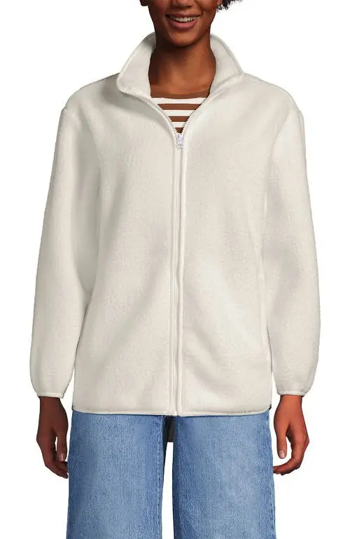 LANDS' END Cozy High Pile Full Zip Fleece Jacket - Ivory