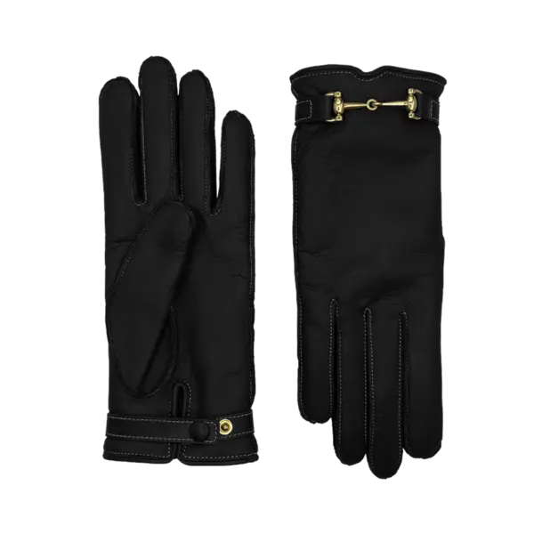 AGNELLE Greco Lambskin Glove Lined In Cashmere With Equestrian Details