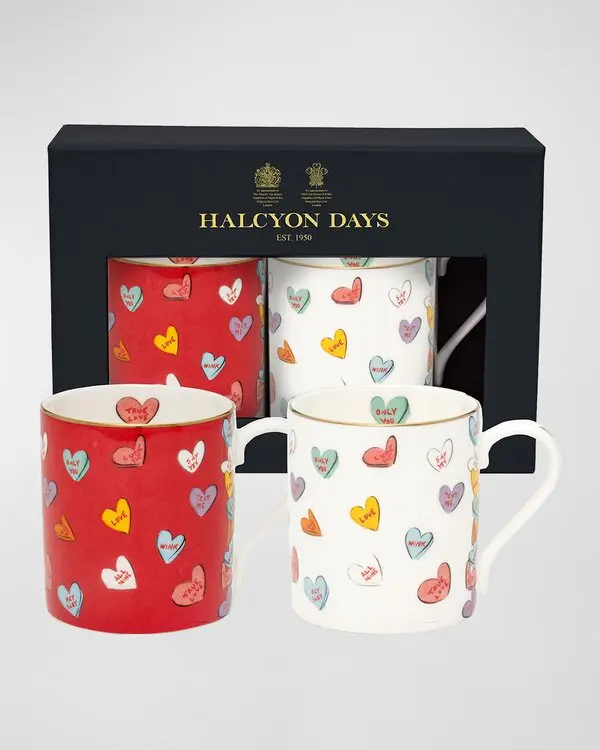 Halcyon Days Love Heart Mugs, Set Of 2