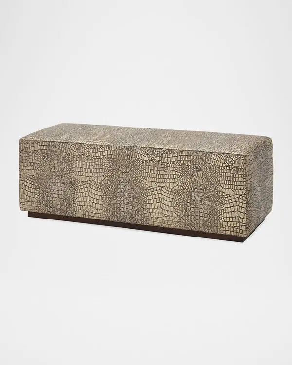 MASSOUD Kelsi Croc-embossed Leather Bench, 48